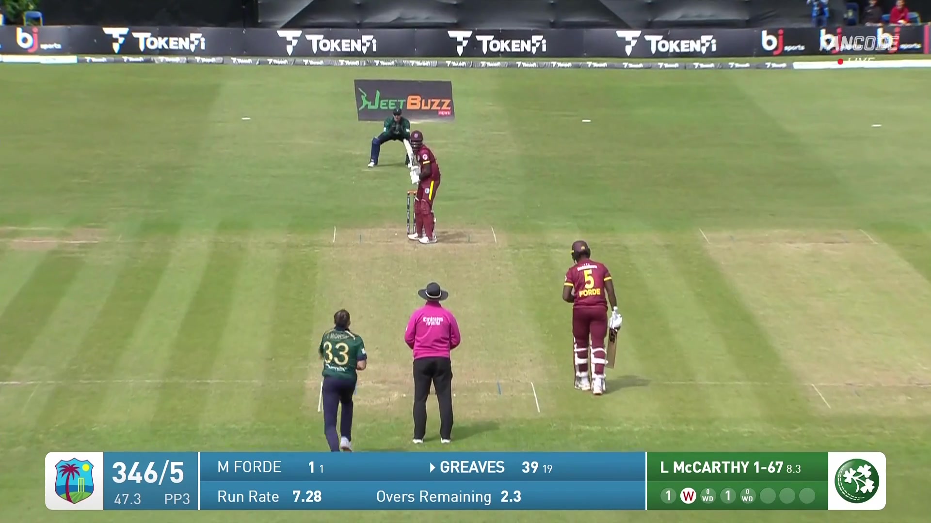 Six! Justin Greaves Blasts A Length Ball Over Deep Square Leg For An ...