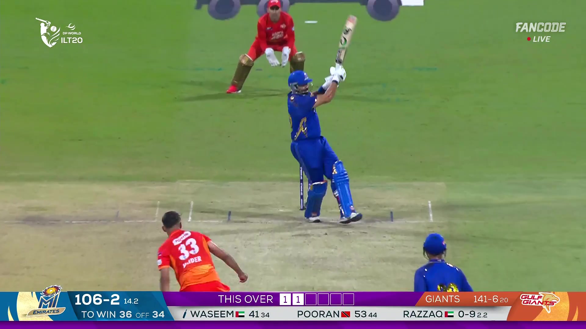 Six! Muhammad Waseem Rocks Back And Pulls Haider Razzaq Over The Fence