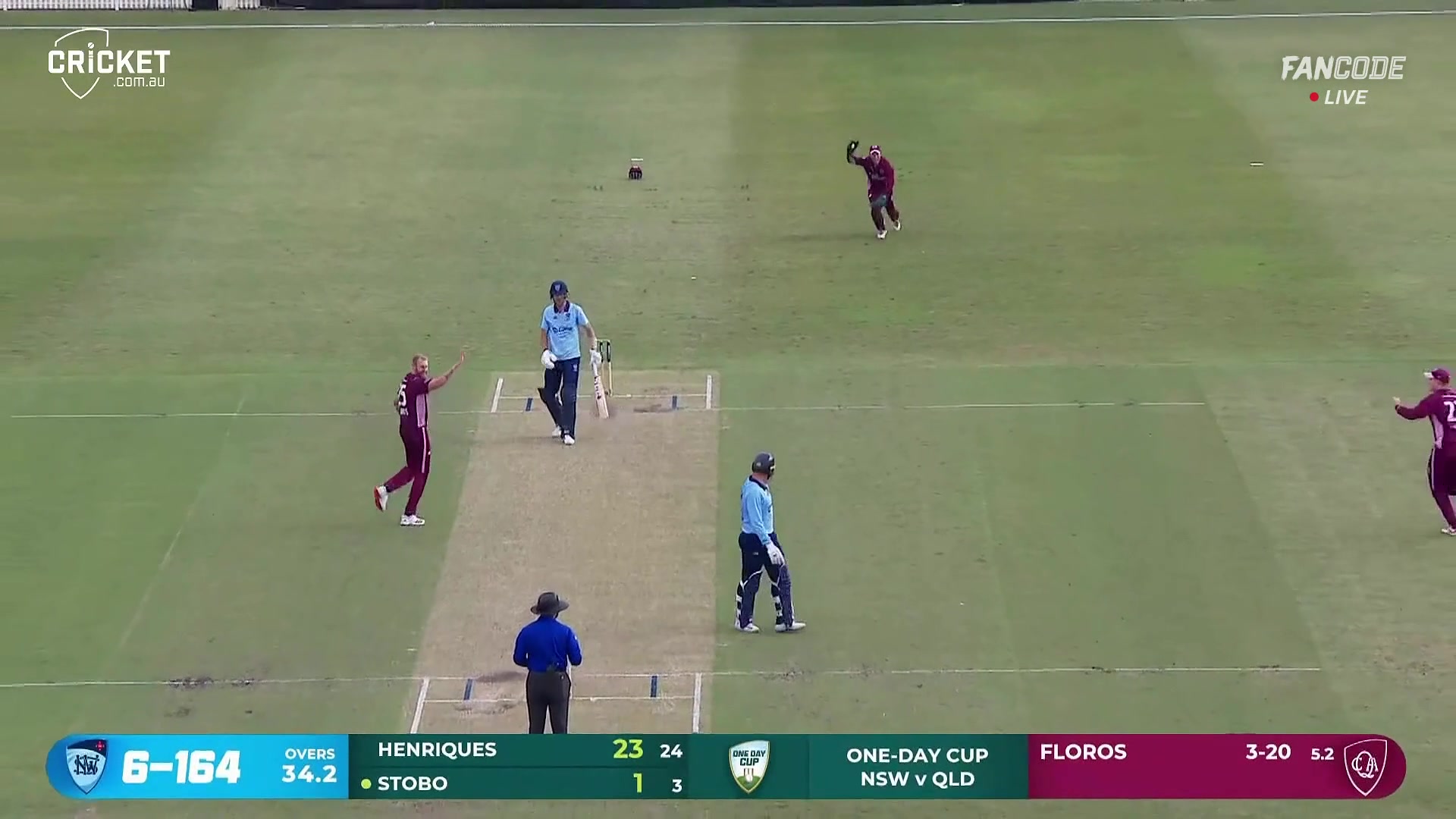 Wicket! Charlie Stobo Has To Walk Back As Jimmy Peirson Takes A Diving ...