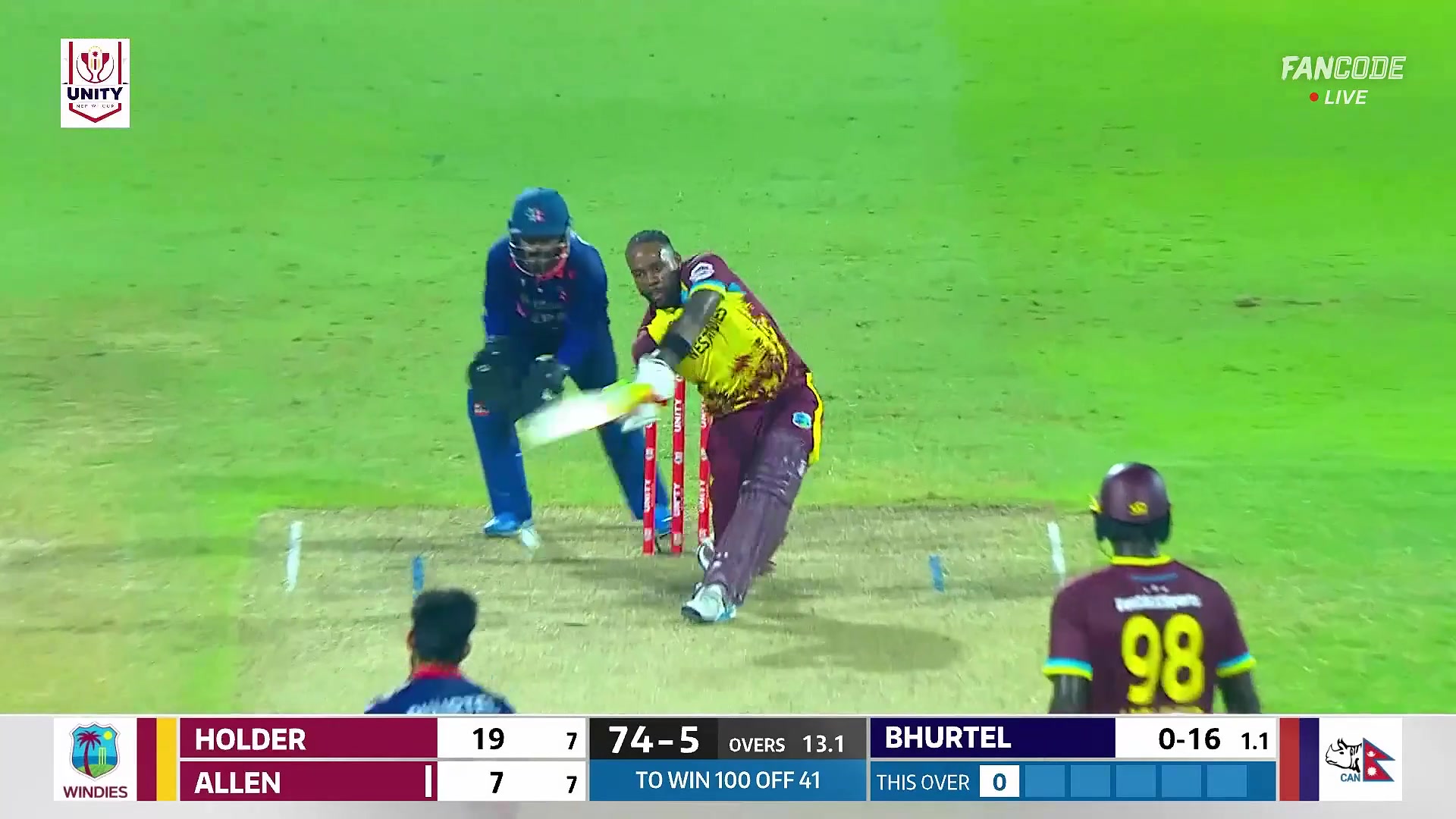 Wicket! Fabian Allen Gets Thick Inside Edge And Hits Leg Stump, Kushal ...