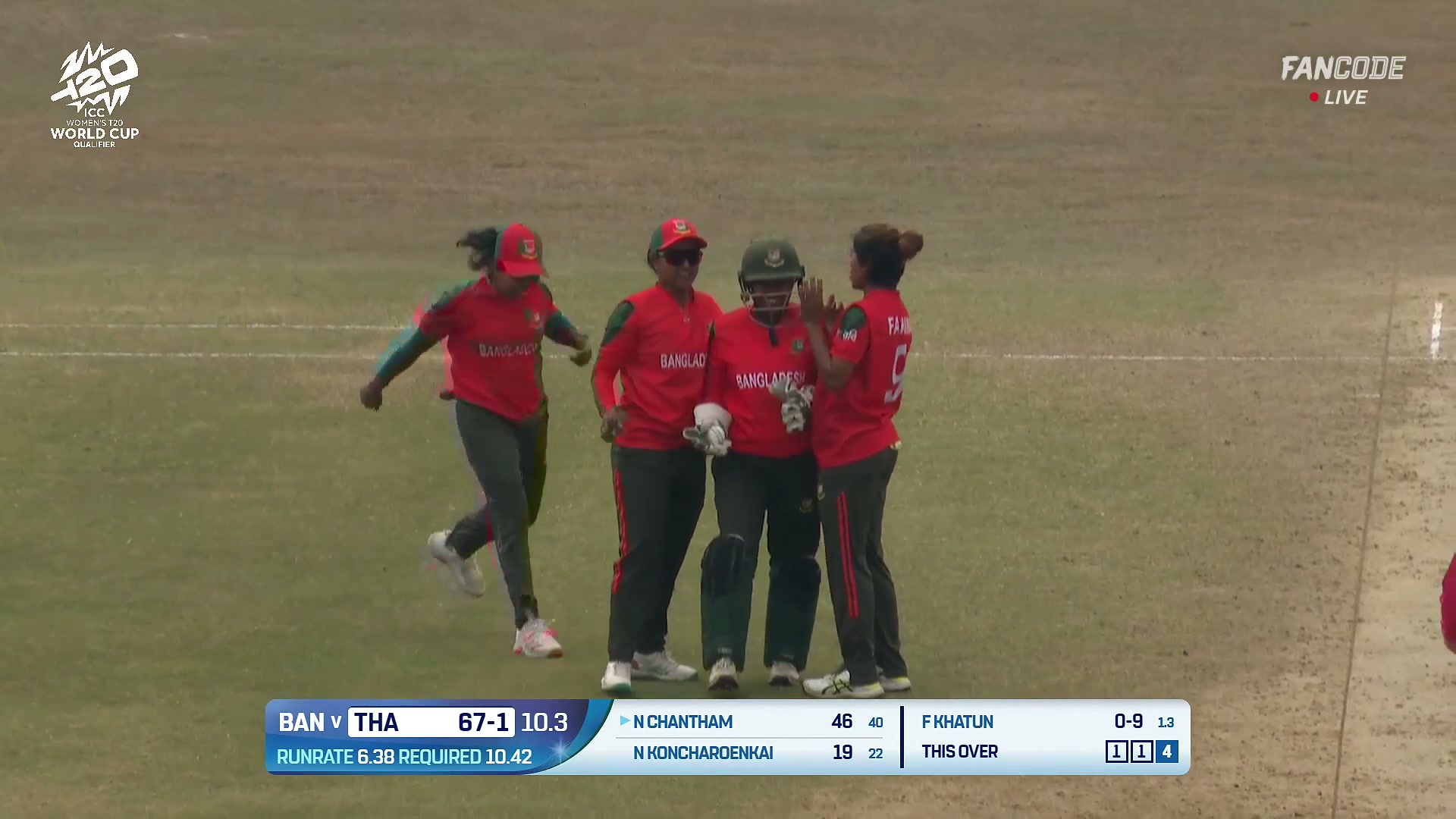 Wicket! Fahima Khatun Takes Natthakan Chantham's Outside Edge