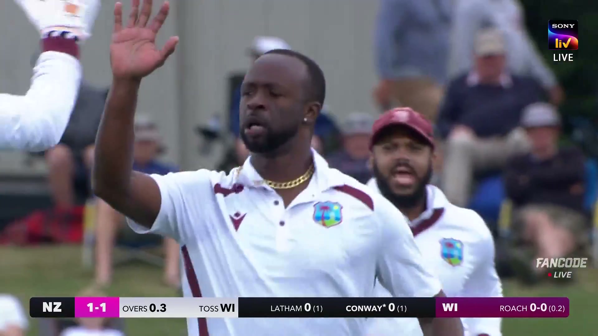 Wicket! Kemar Roach Delivers Perfect Comeback Ball, Conway Departs